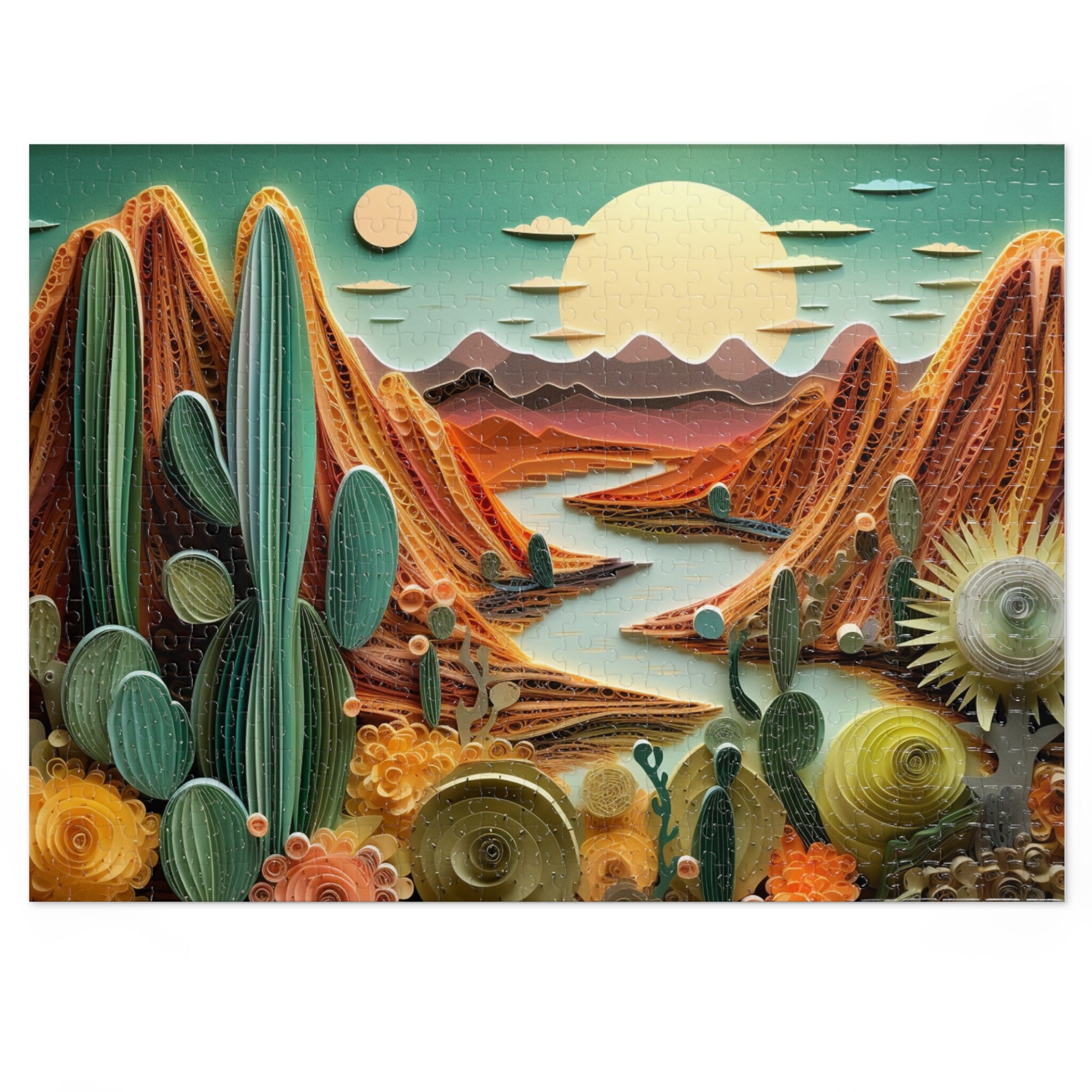 Jigsaw Puzzle Desert Landscape Paper Quilling 252 or 500 or 1000 Piece ...