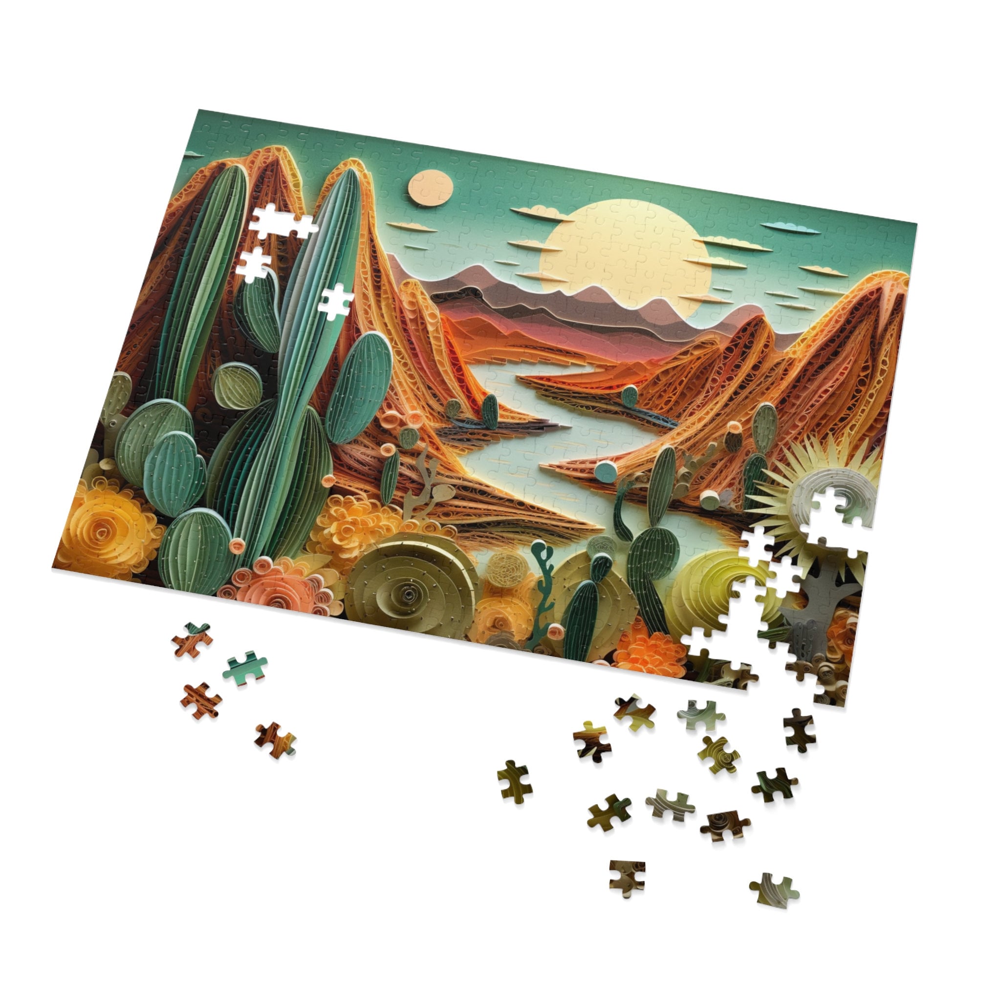 Jigsaw Puzzle Desert Landscape Paper Quilling 252 or 500 or 1000 Piece ...