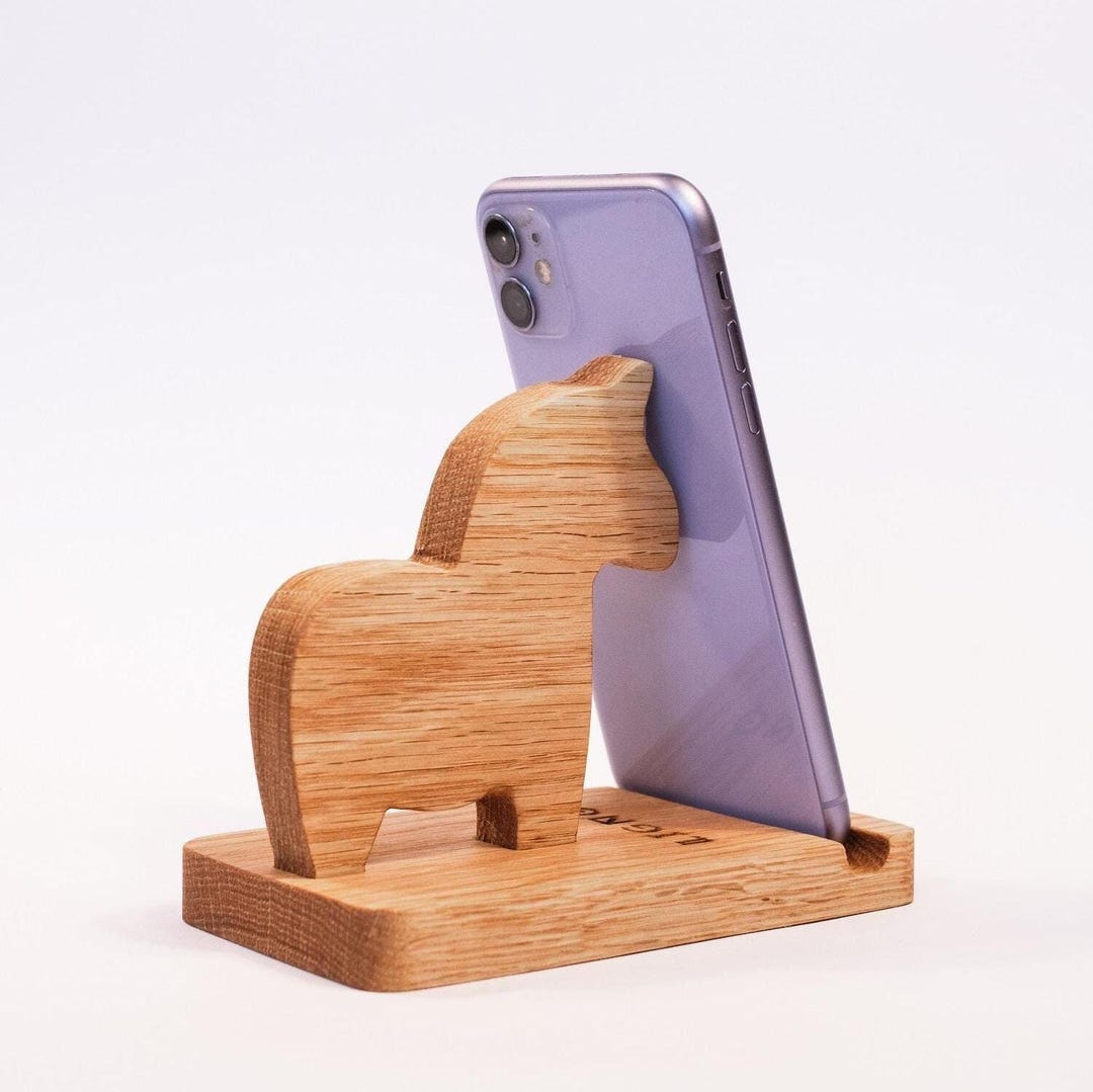 Wooden Unicorn Phone Stand – Cute Desk Holder, Handmade Animal Phone ...