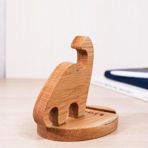 Wood Phone Stand - Titanosaurus, Dinosaur Desk Organizer, Handmade ...