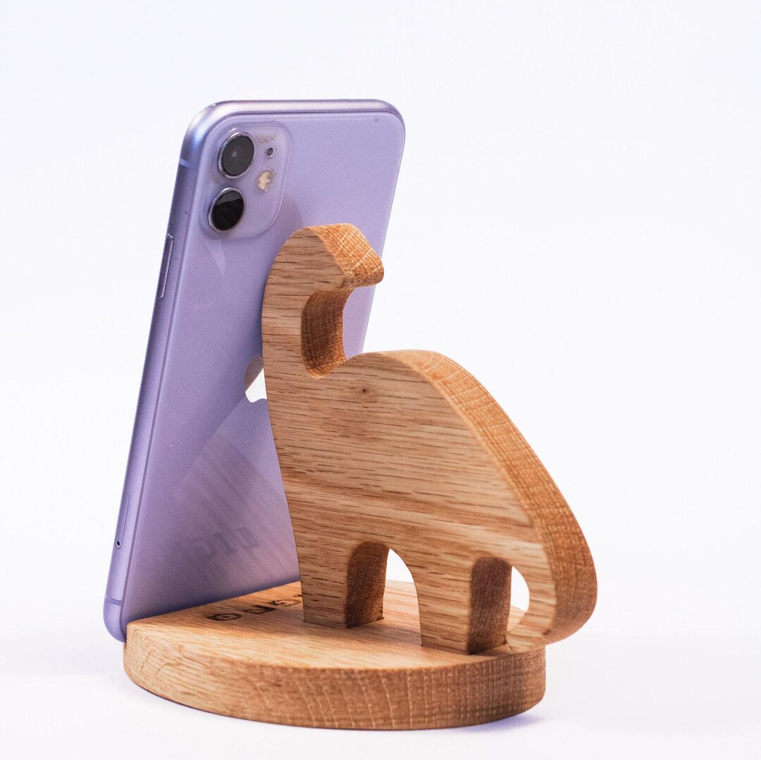 Wood Phone Stand - Titanosaurus, Dinosaur Desk Organizer, Handmade ...