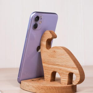 Wood Phone Stand - Titanosaurus, Dinosaur Desk Organizer, Handmade ...