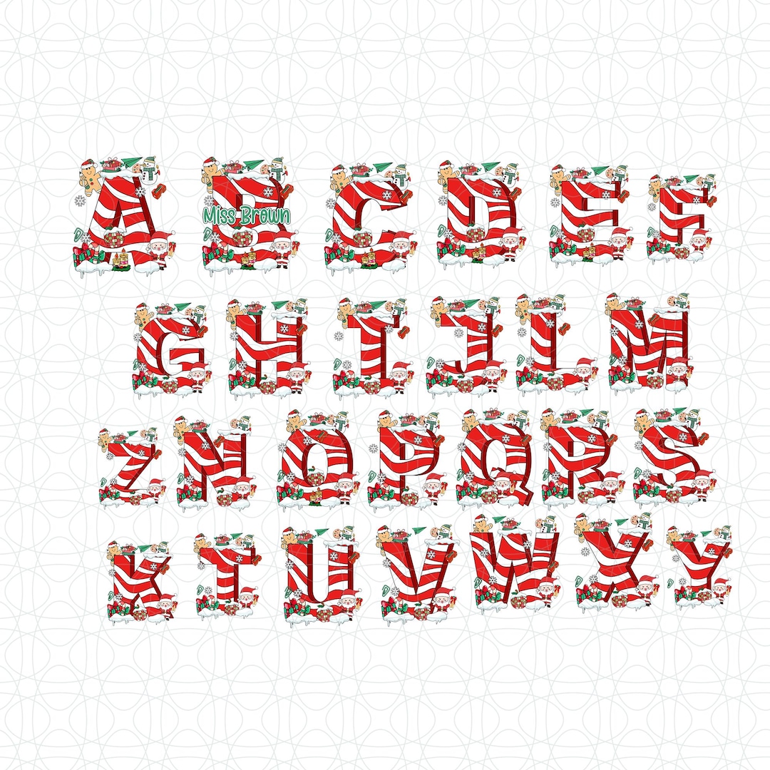 Christmas Alphabet PNG Christmas Letters Numbers Clipart Santa Alphabet ...