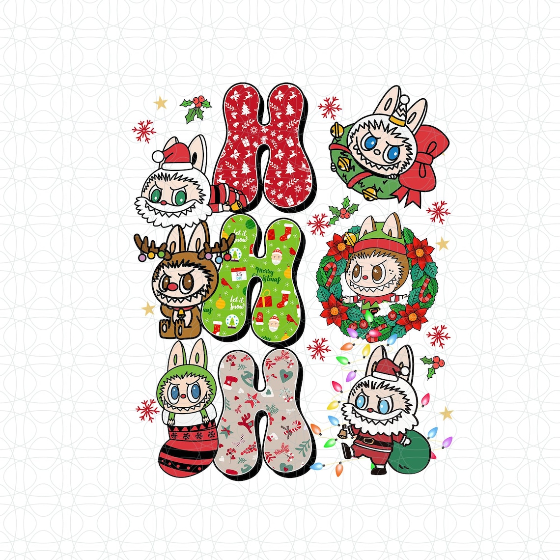 Ho Ho Ho Labubu Christmas Png, Cute Labubu Monster Christmas Png, Merry ...