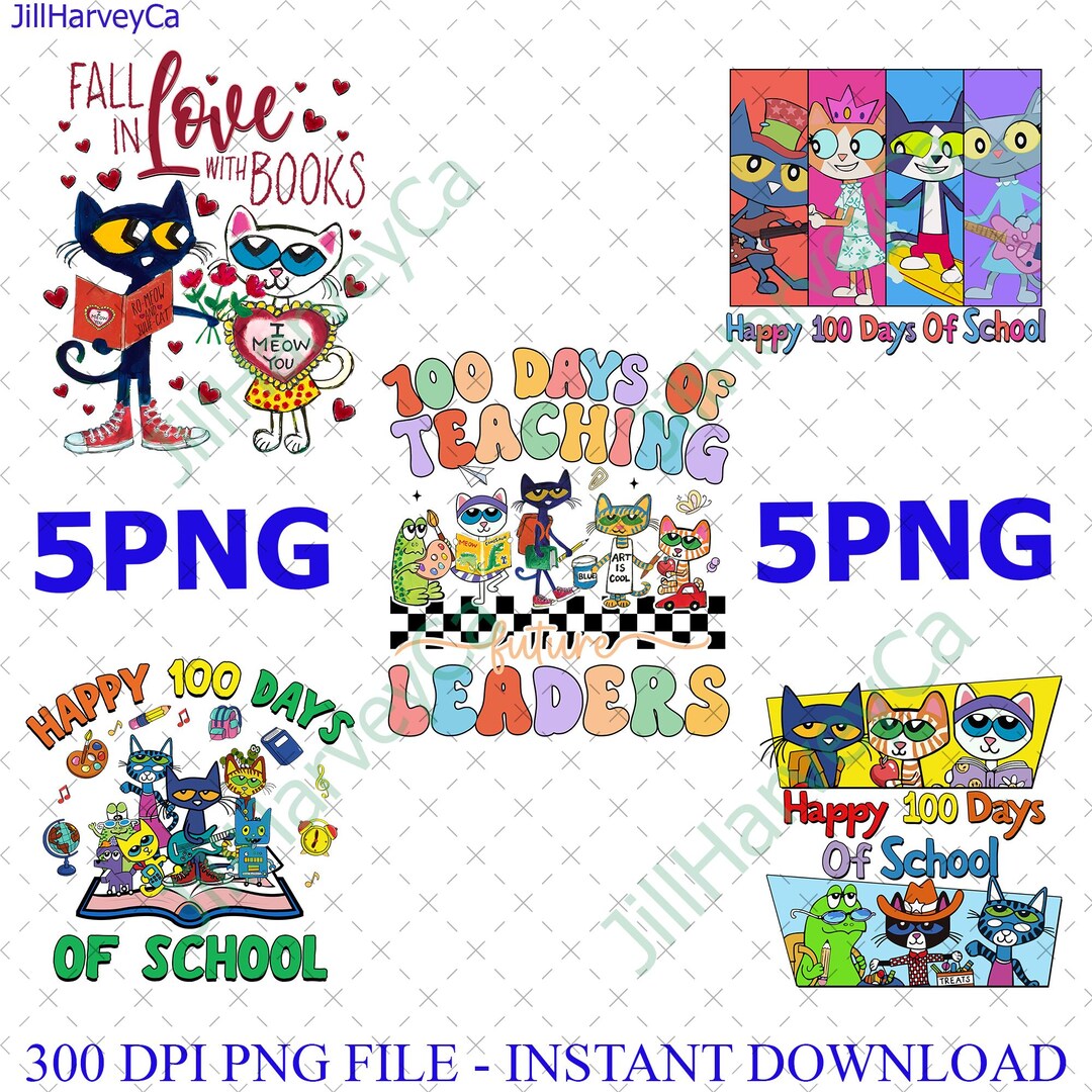 Pete the Cat 100 Days of School Png, Cool Cat 100 Days Png, Teacher Png ...