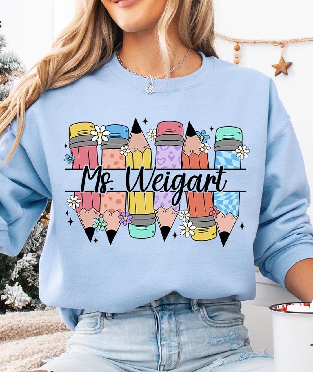 Retro Pencil Teacher Name Custom Design, Custom Name of Teacher Png ...