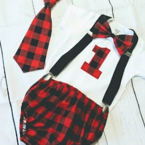 Lumberjack First Birthday Outfit Buffalo Plaid Cake Outfit - Etsy