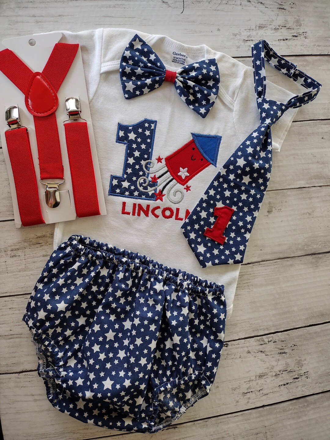 Firework First Birthday Outfit Patriotic Smash Cake Outfit - Etsy