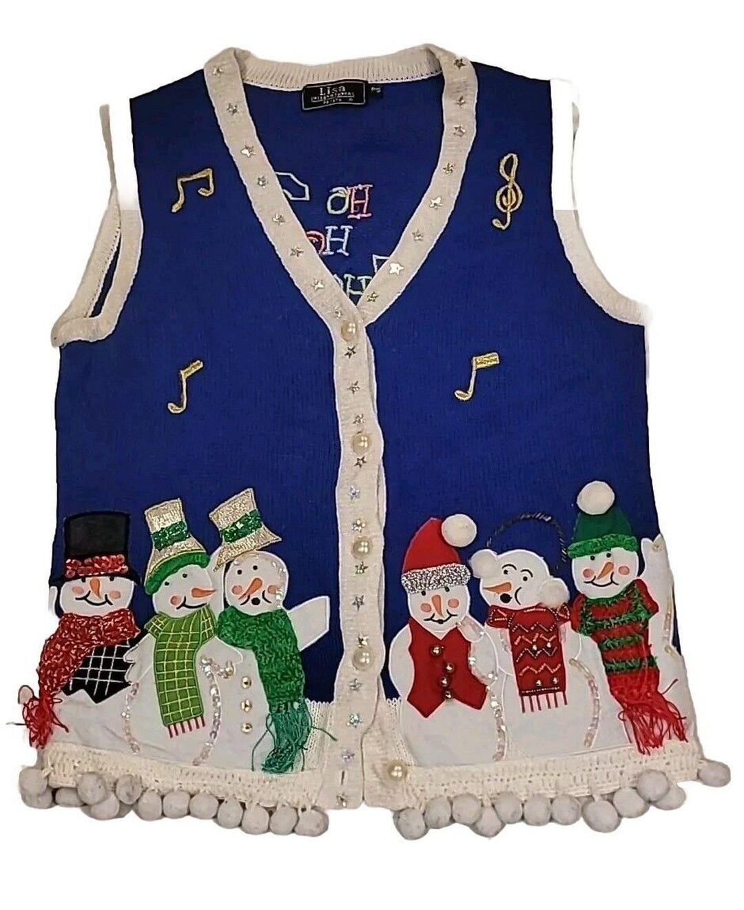 Lisa International Petite Small Christmas Snowman Vest Christmas Pom ...