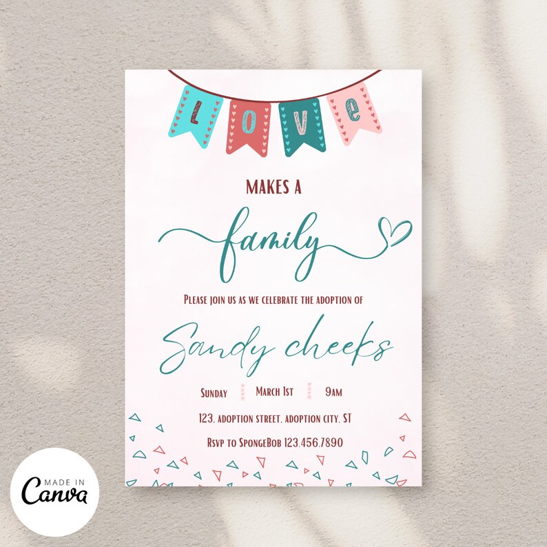Adoption Day Invite - Love Makes a Family - Etsy