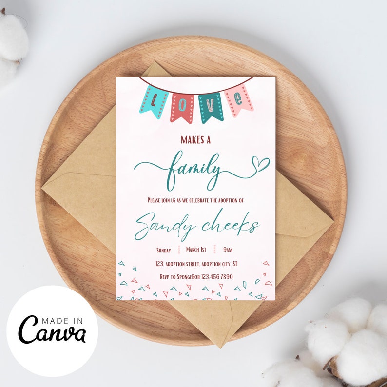 Adoption Day Invite - Love Makes a Family - Etsy