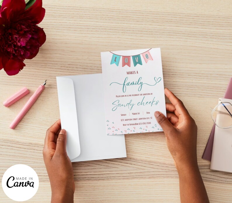 Adoption Day Invite - Love Makes a Family - Etsy