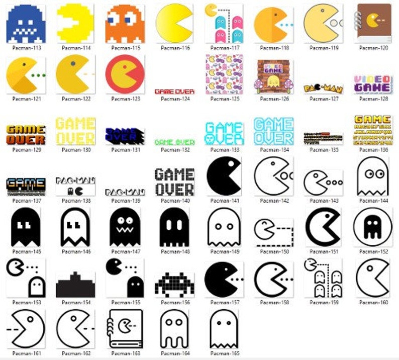 Pac-man 165 Bundle SVG File Pacman Cutting File Designs Letters Words ...