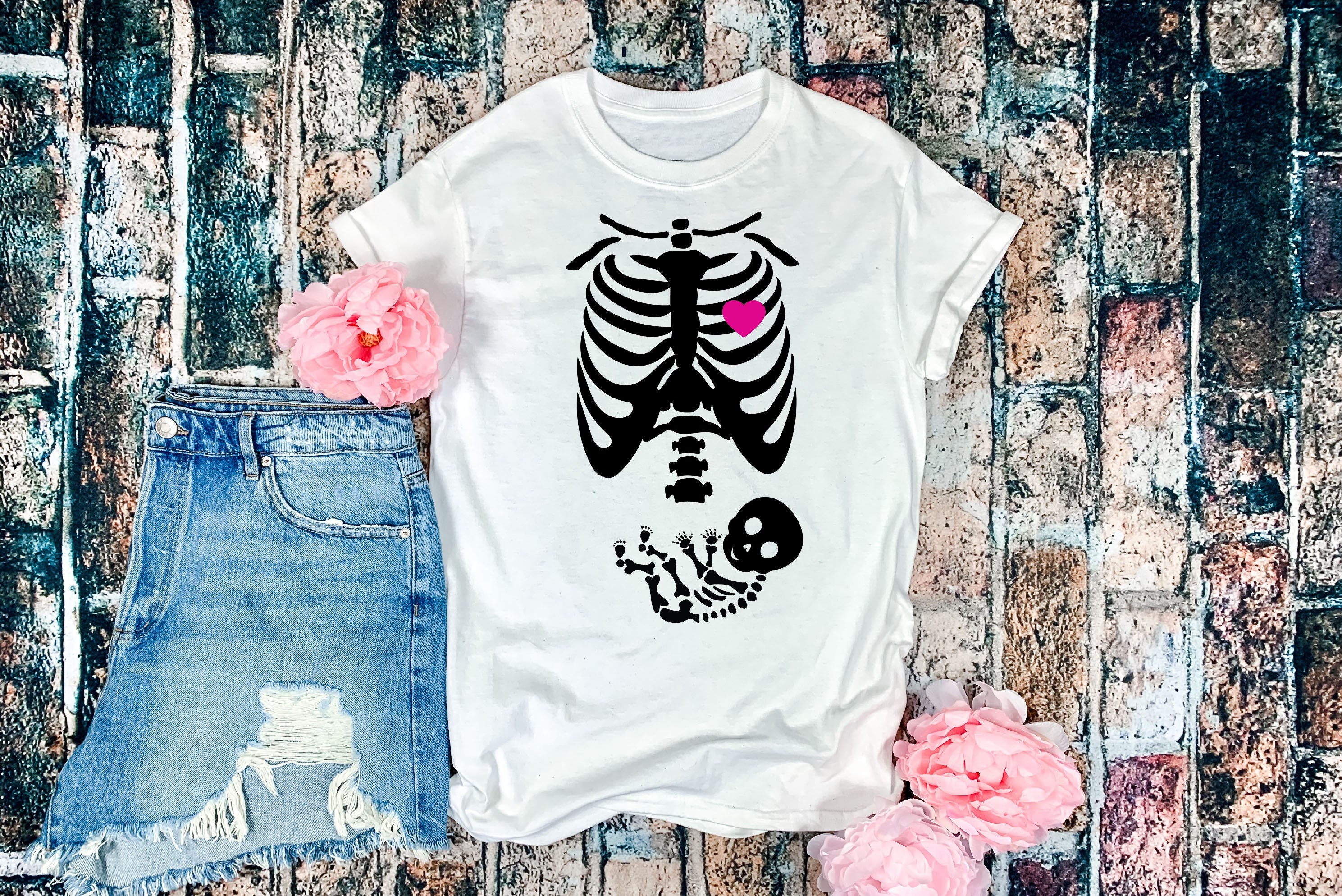 Mom & Baby Pregnancy Skeleton SVG File • Boy or Girl Babies Skeletons ...