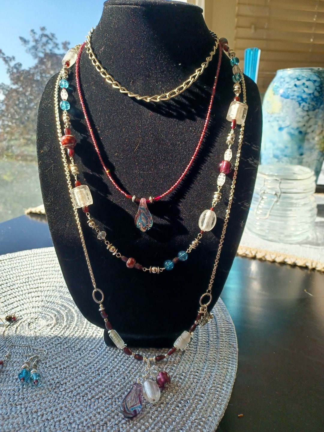 Set or Separate: Garnet, Blown Glass and Ceramic Bead Layered Boho ...