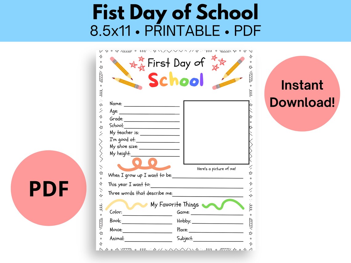 First Day of School Getting to Know You Printable, PDF Instant Download ...