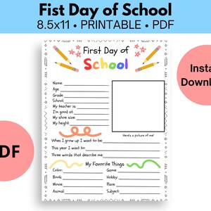 First Day of School Getting to Know You Printable, PDF Instant Download ...