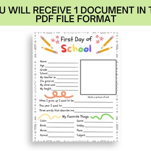 First Day of School Getting to Know You Printable, PDF Instant Download ...