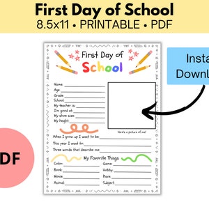 First Day of School Getting to Know You Printable, PDF Instant Download ...