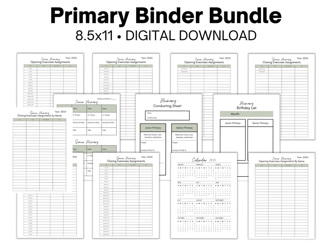 2024 Primary Binder Bundle, Secretary Bundle, PDF Instant Download, LDS ...