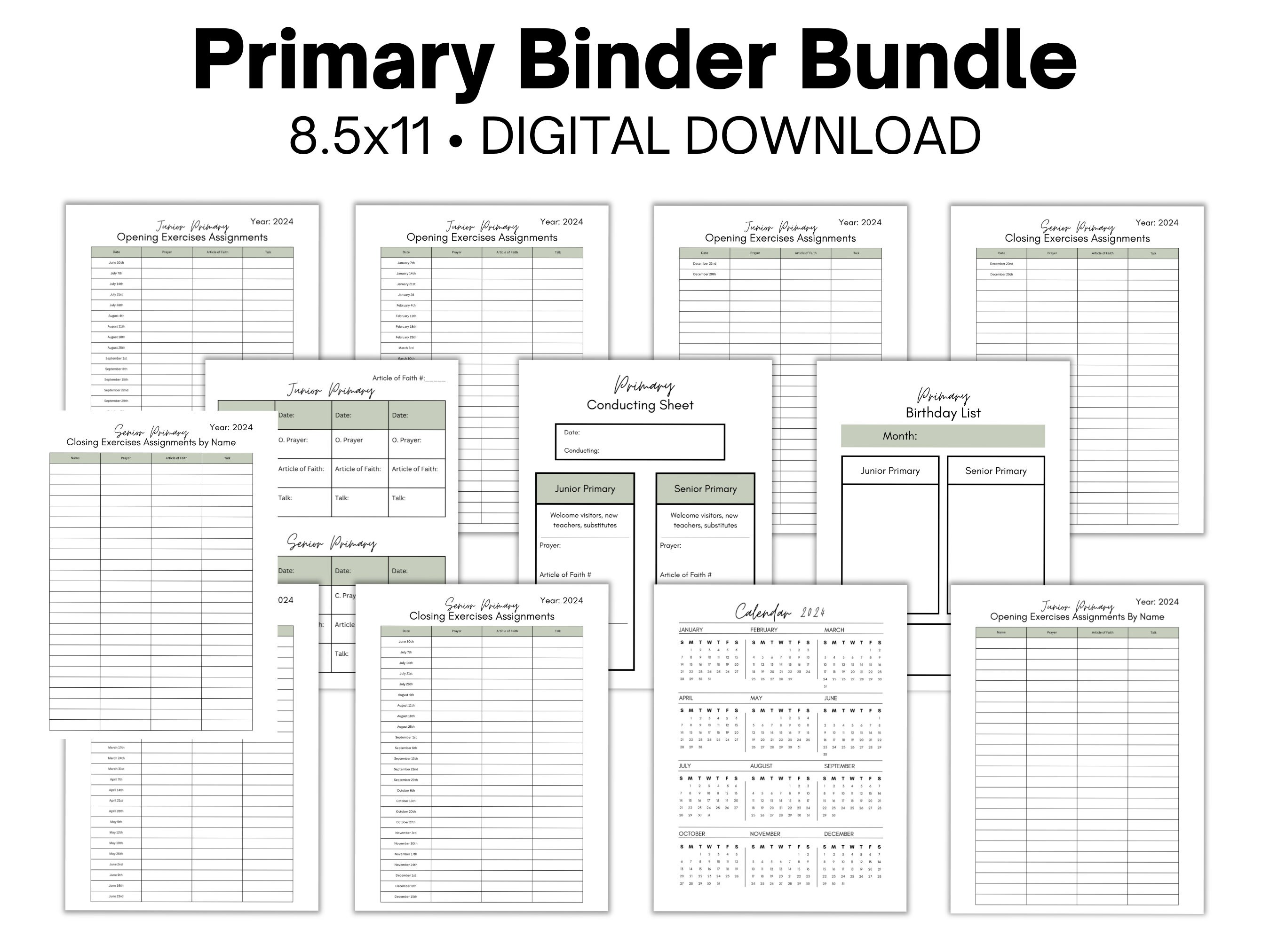 2024 Primary Binder Bundle, Secretary Bundle, PDF Instant Download, LDS ...