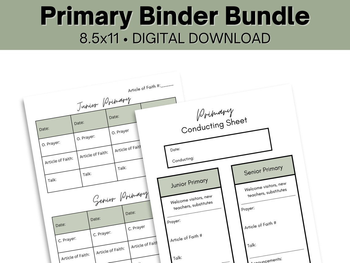 2024 Primary Binder Bundle, Secretary Bundle, PDF Instant Download, LDS ...