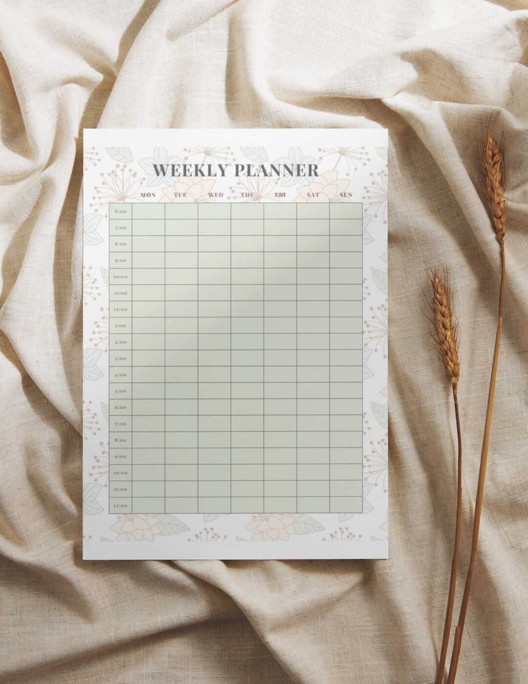 Instant Digital Download Weekly Time Block Planner, PDF Download ...