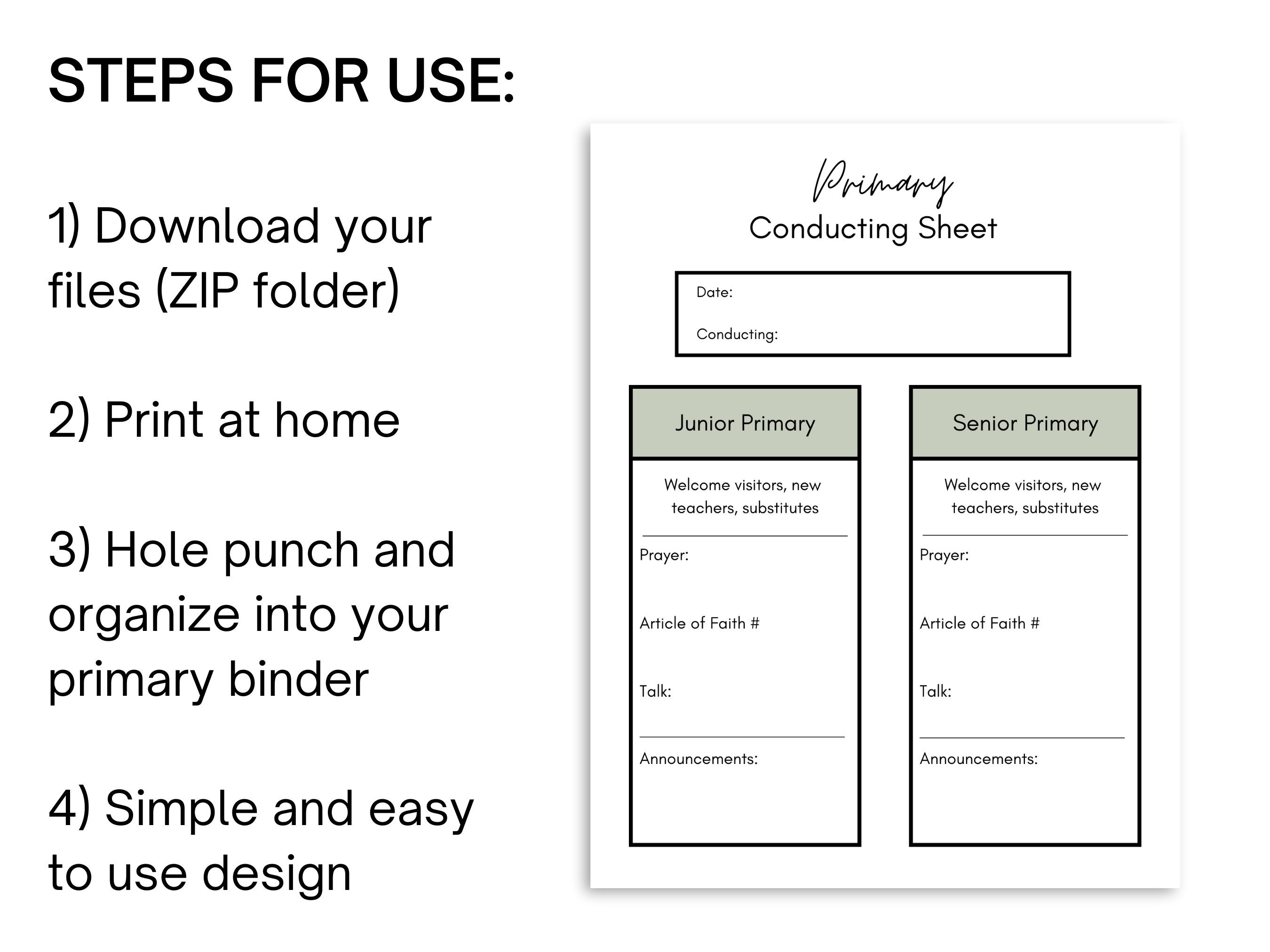 2024 Primary Binder Bundle, Secretary Bundle, PDF Instant Download, LDS ...