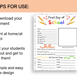 First Day of School Getting to Know You Printable, PDF Instant Download ...