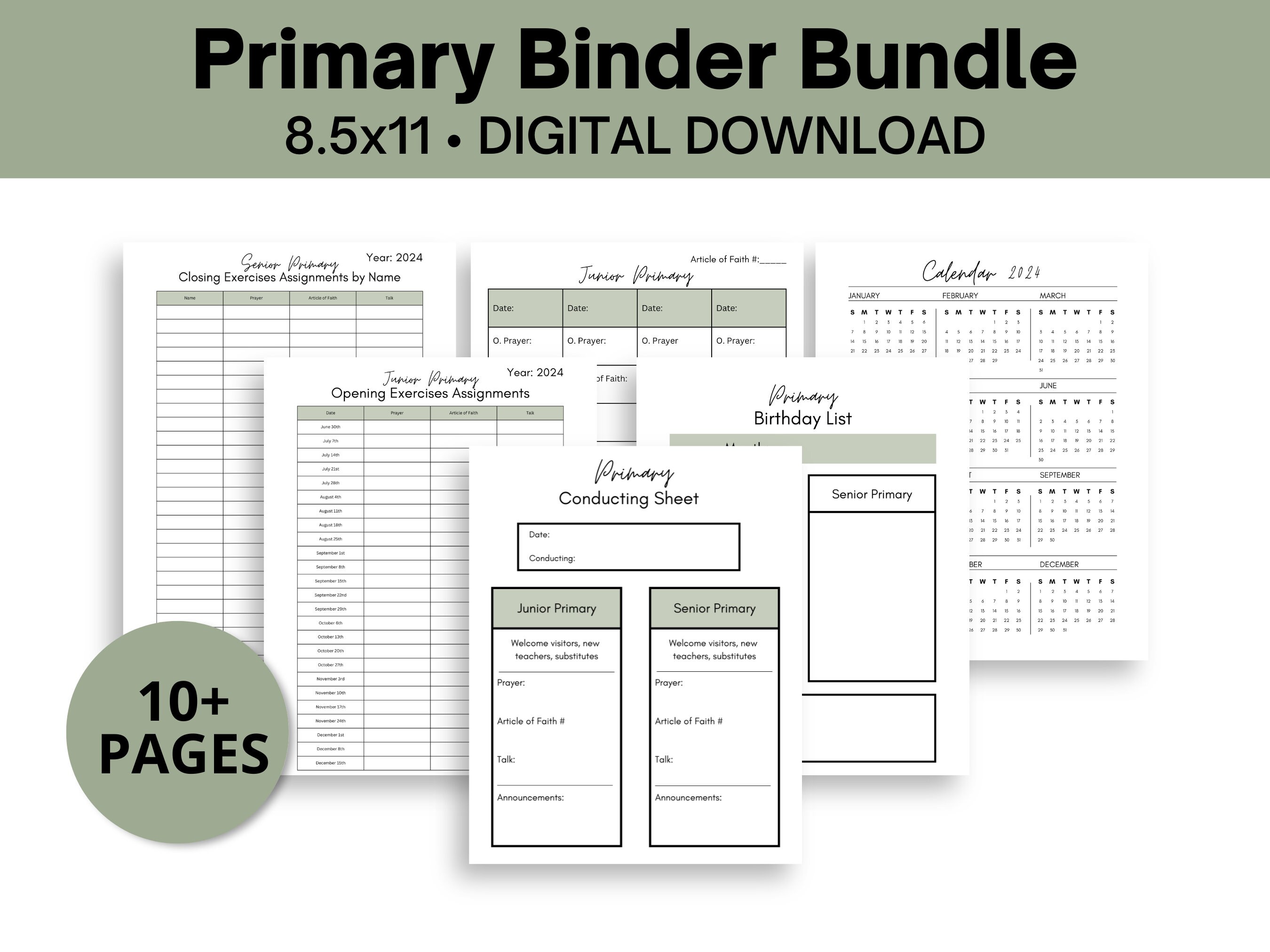 2024 Primary Binder Bundle, Secretary Bundle, PDF Instant Download, LDS ...