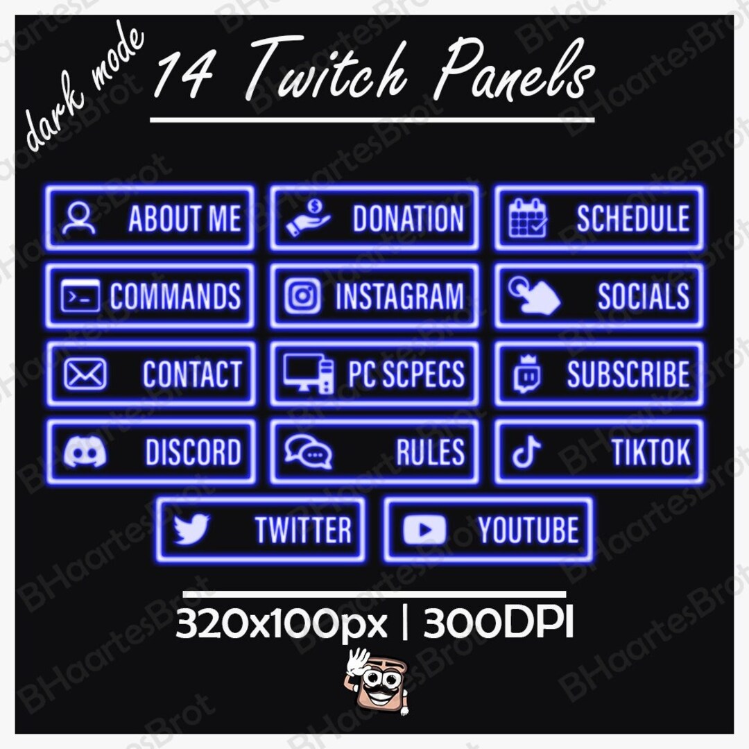 14 Shining Blue Twitch Panels With Icons - Etsy