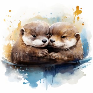 Baby Otter Watercolor Clipart, High-res Instant Digital Download ...