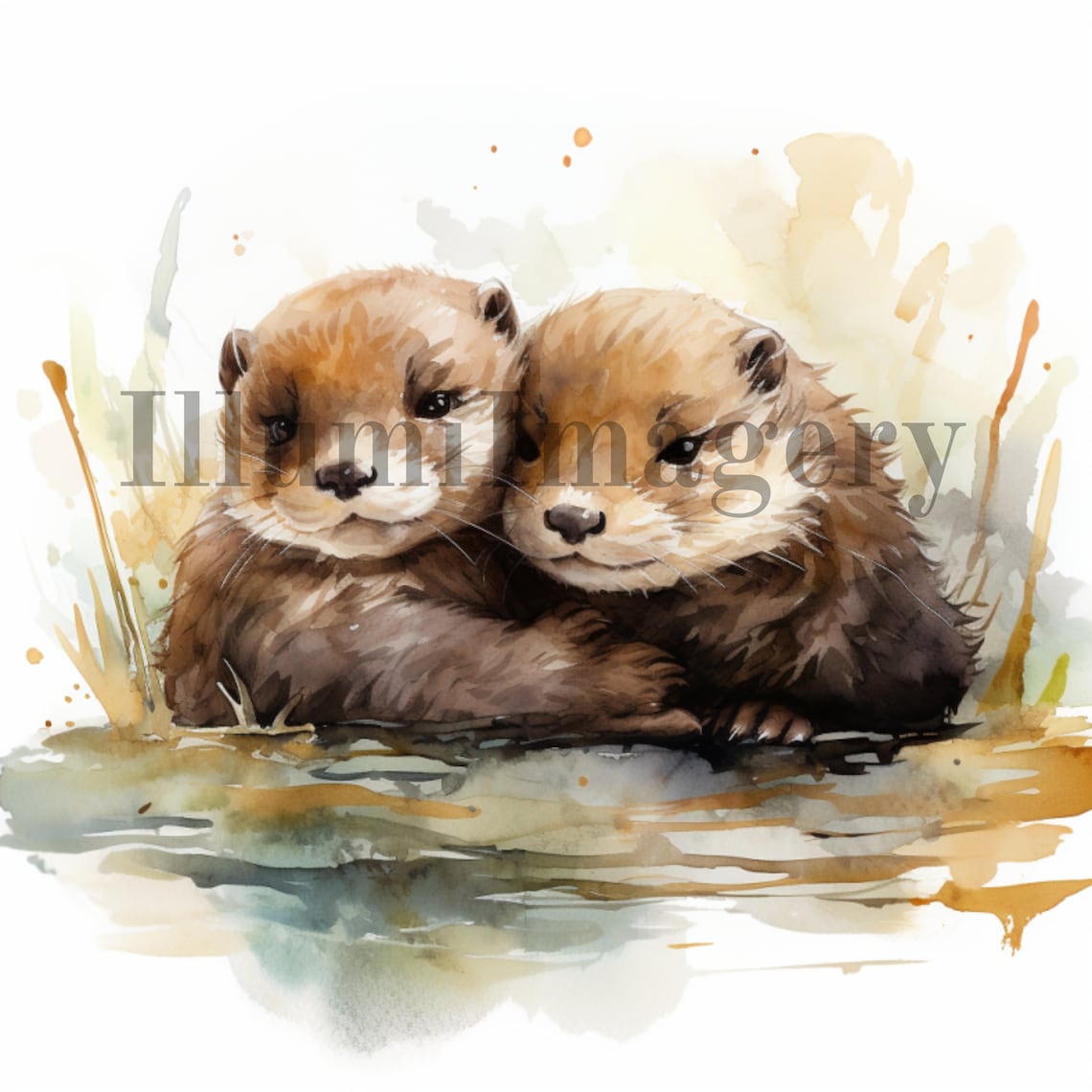 Baby Otter Watercolor Clipart, High-res Instant Digital Download ...