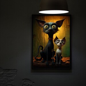 Tim Burton Inspired Pet Poster Series 3D Animation Art - Etsy