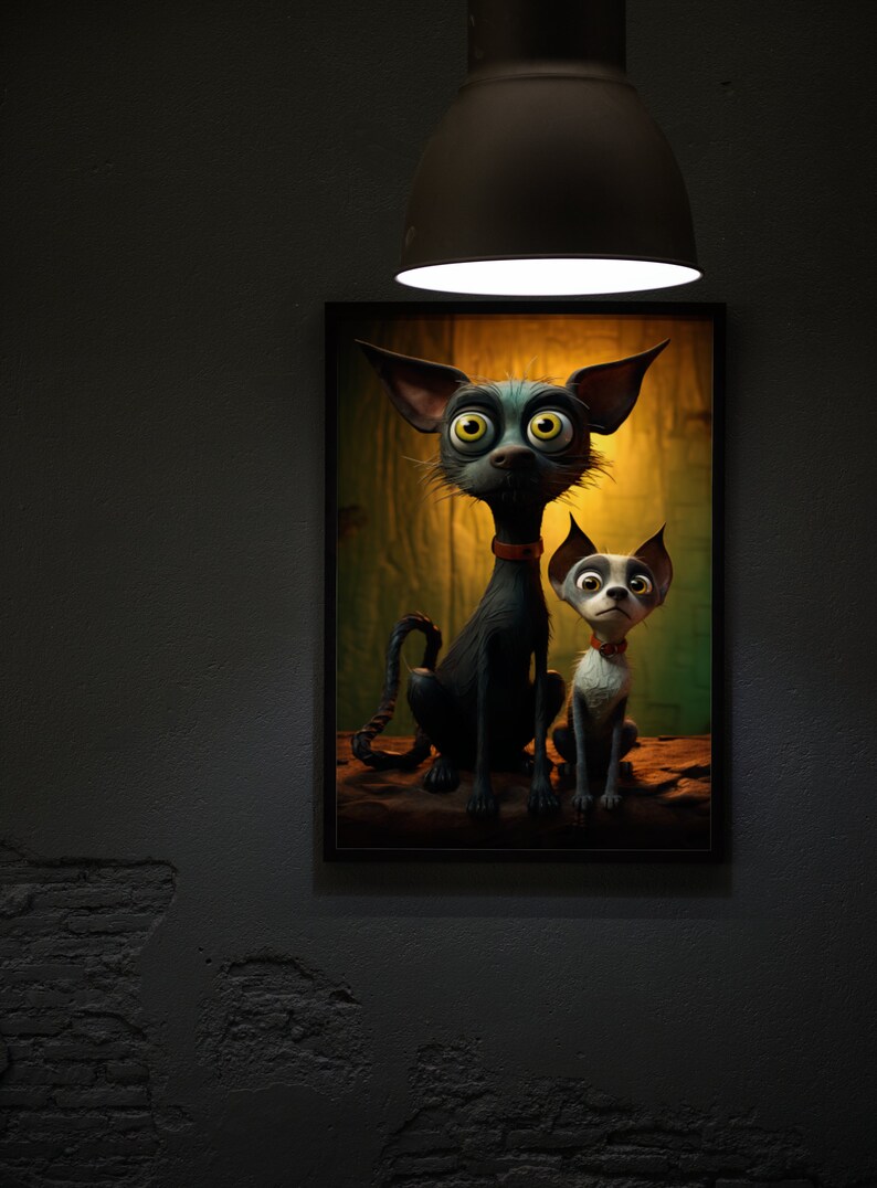 Tim Burton Inspired Pet Poster Series 3D Animation Art - Etsy