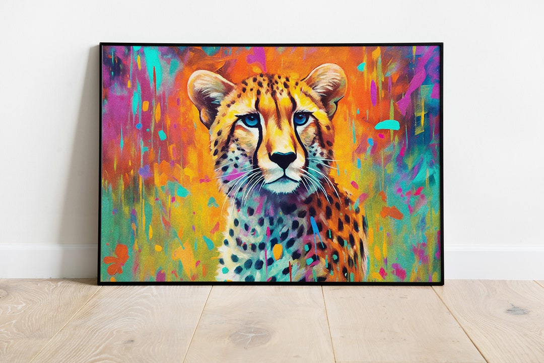 Watercolor Cheetah Digital Print Vibrant Painting Abstract - Etsy