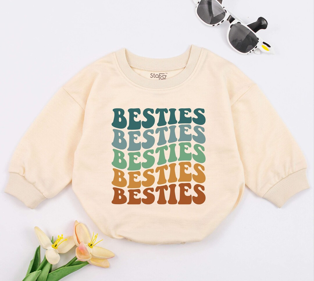 Wavy Besties Baby One Piece, Retro Besties Romper, Best Friends Gift ...
