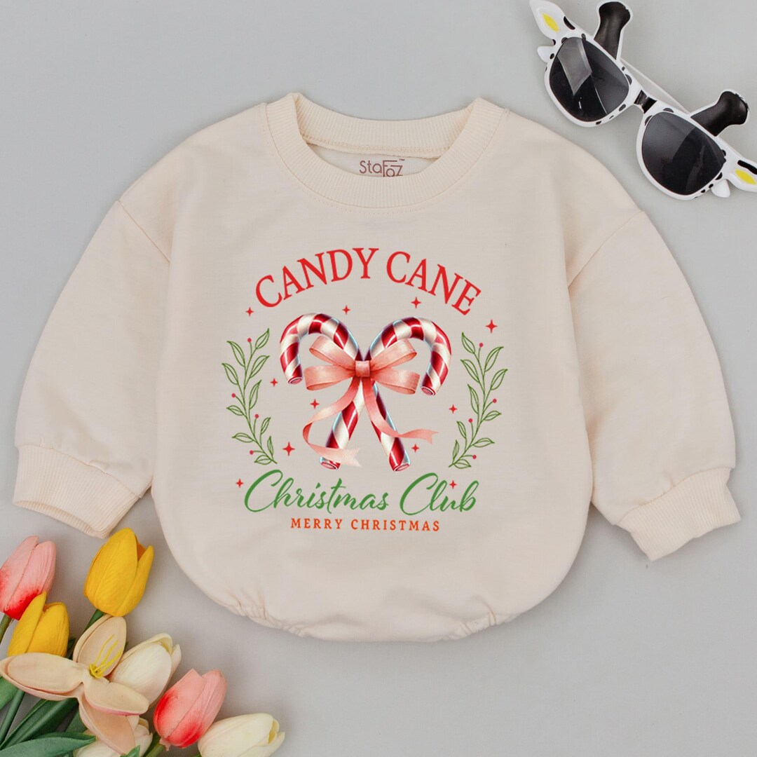 Candy Cane Christmas Club Baby Romper, Baby First Christmas, Baby ...