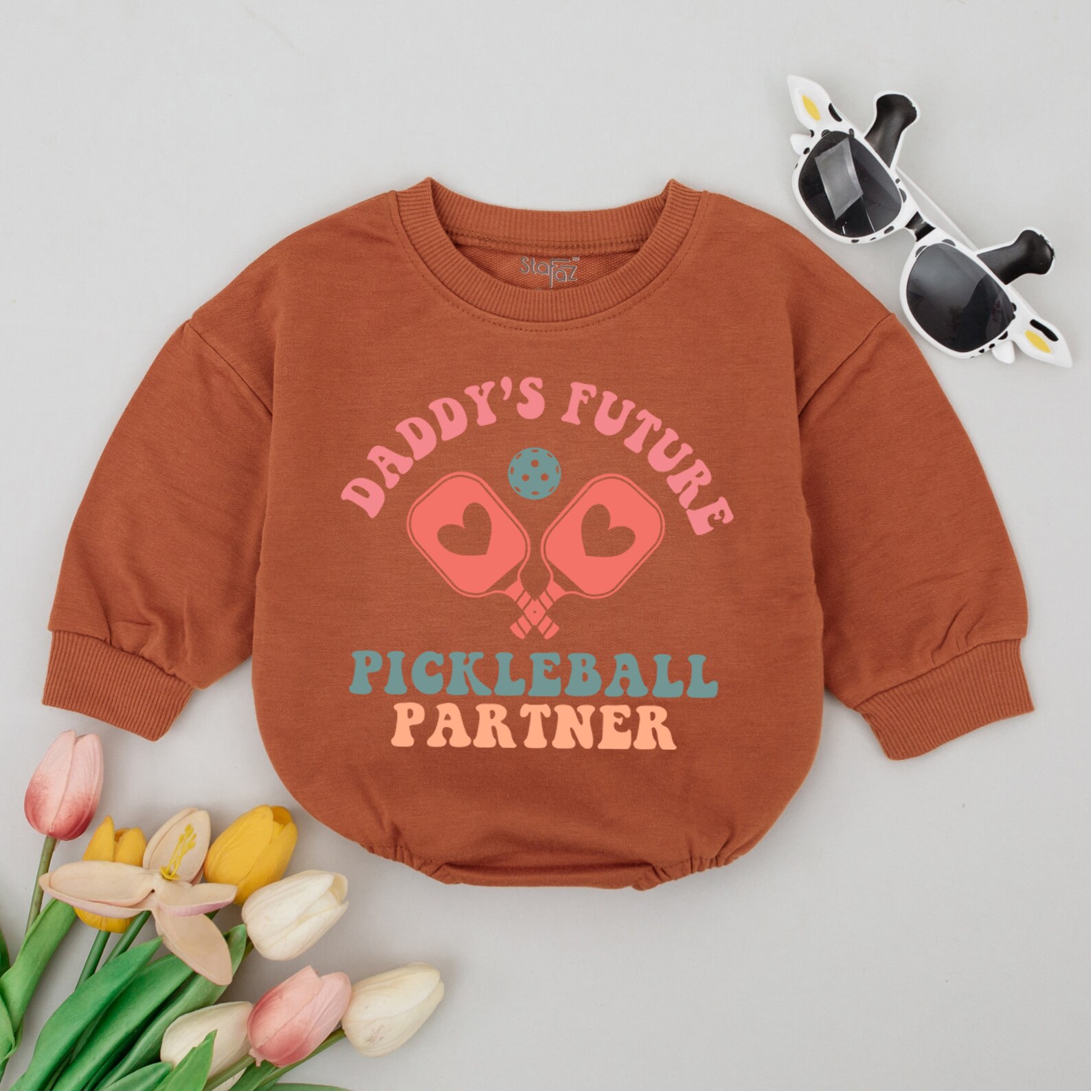 Daddy’s Future Pickleball Partner Baby Romper, Pickleball Baby Clothes ...