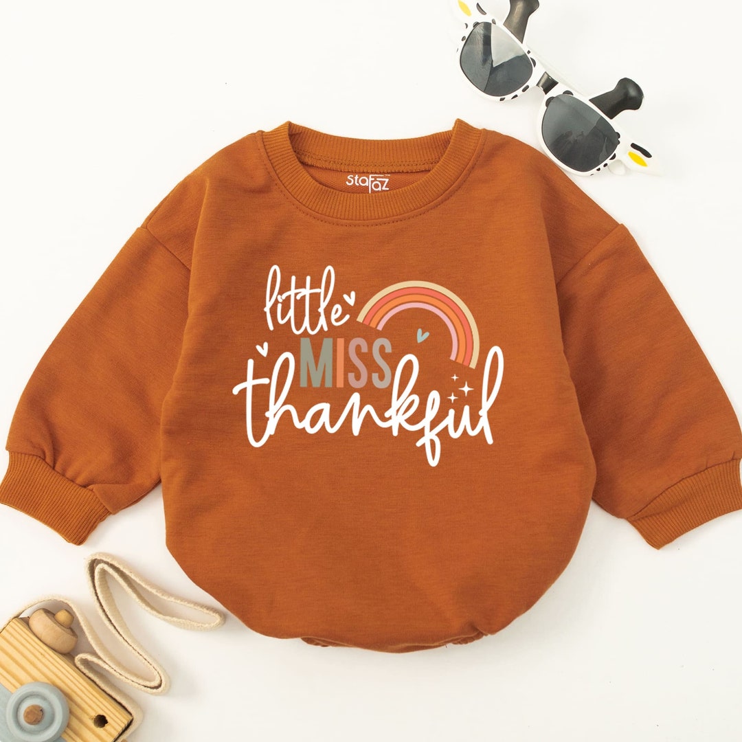 Little Miss Thankful Baby Romper, Pumpkin Baby Bodysuit, Thanksgiving ...
