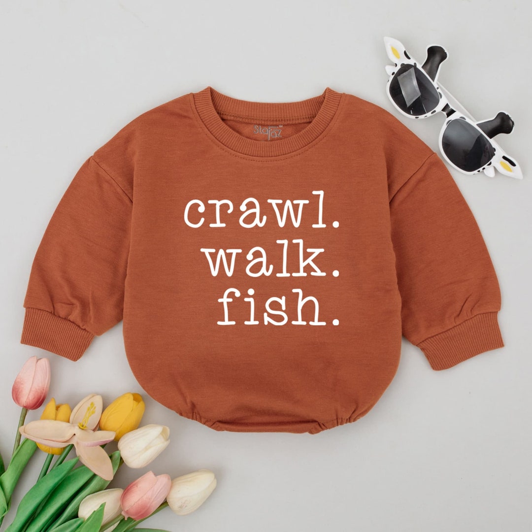 Crawl Walk Fish Baby Romper, Fishing Baby Clothes, Cute Little Fishing ...