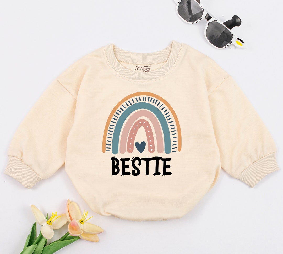 Besties Baby Romper, Retro Best Friends Bodysuit, Cute Natural Baby ...