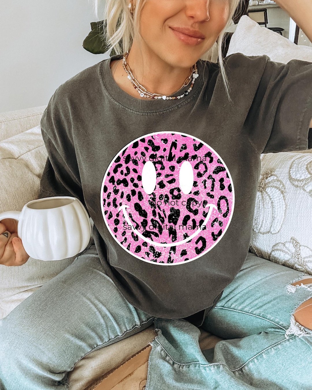 Pink Leopard Smiley Face PNG • Glitter Animal Print Happy Face Clipart ...