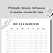 Printable Weekly Schedule, Planner, Template, Instant PDF Download, US ...