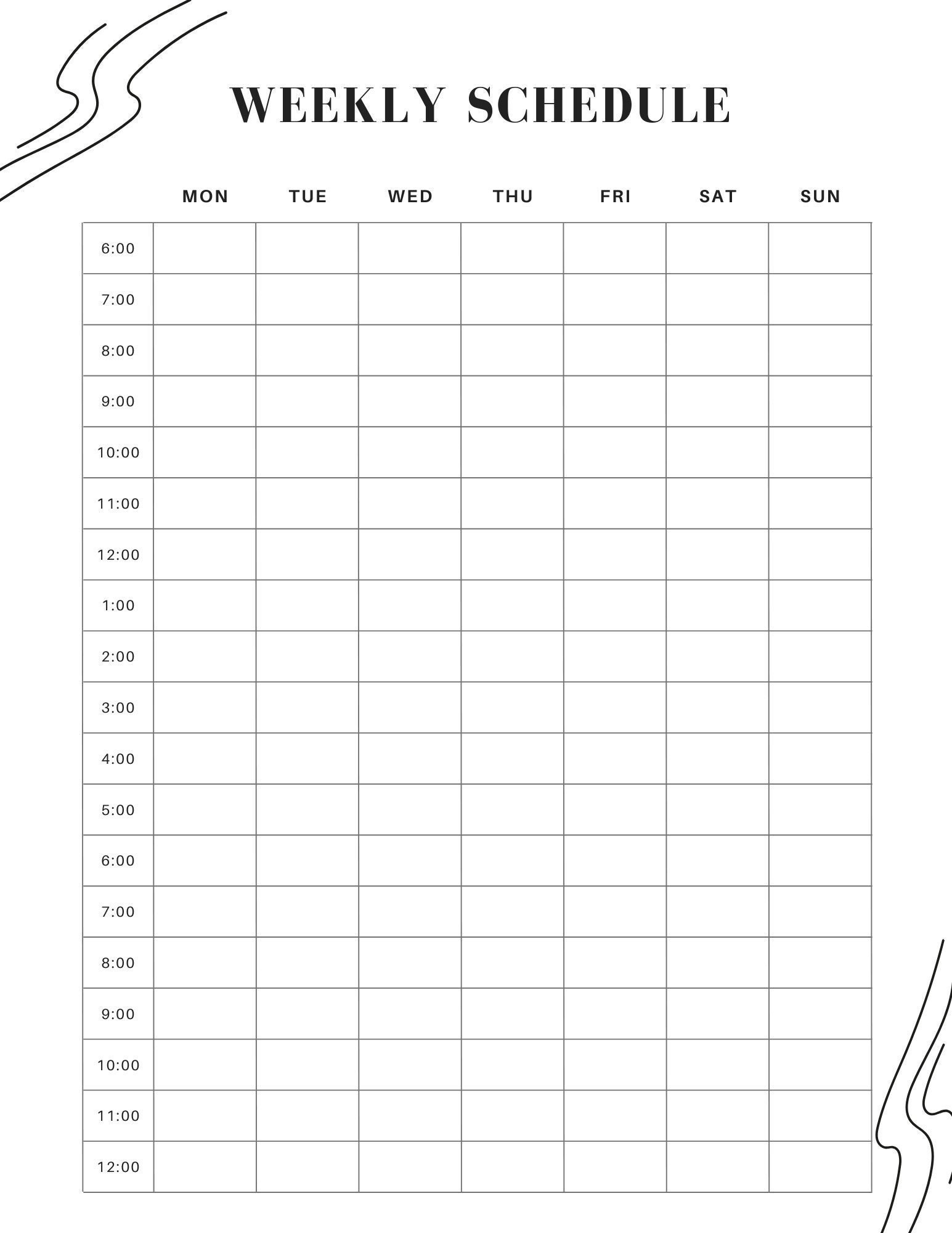 Printable Weekly Schedule, Planner, Template, Instant PDF Download, US ...