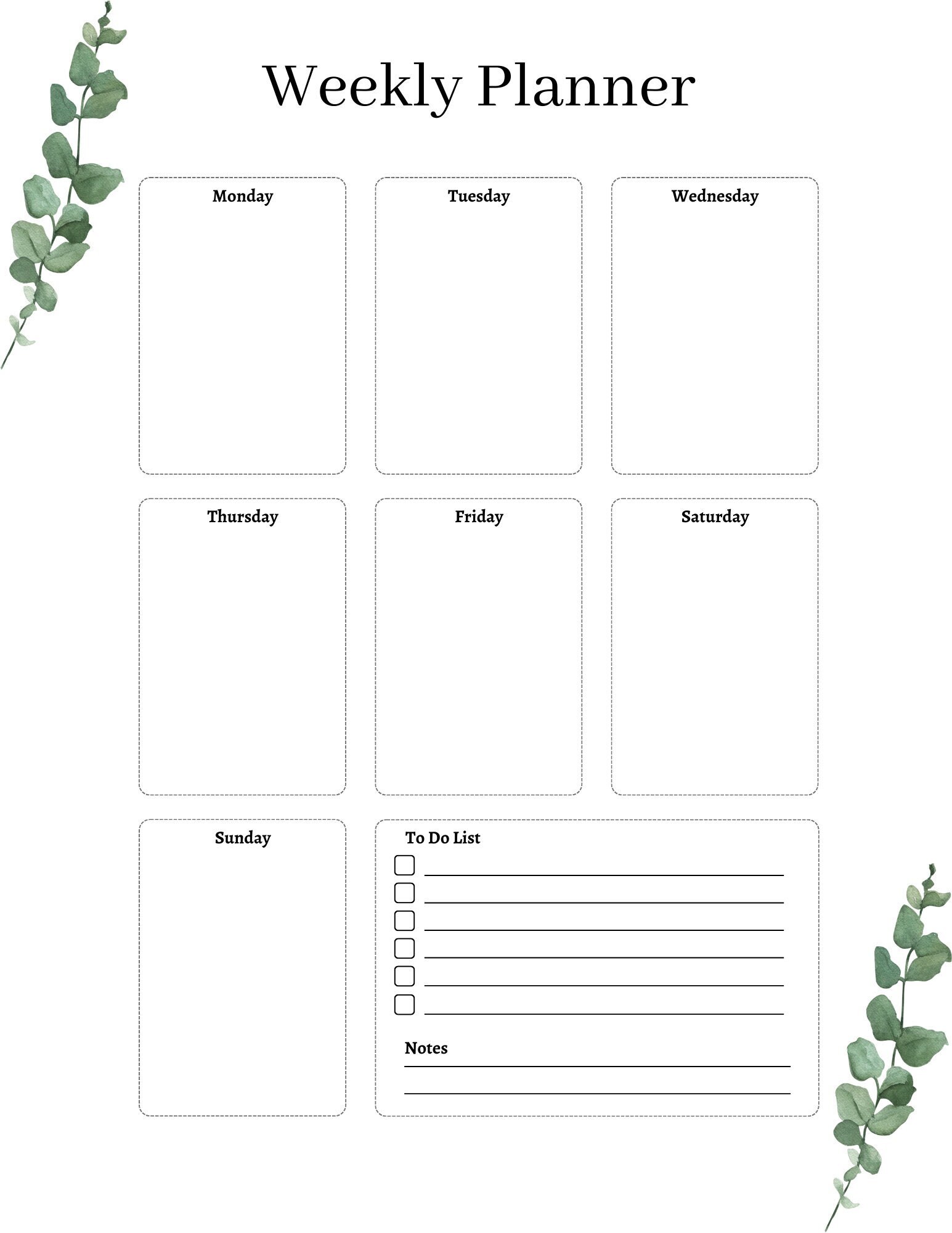 Weekly Planner Printable Template, Simple Weekly Planner Printable ...