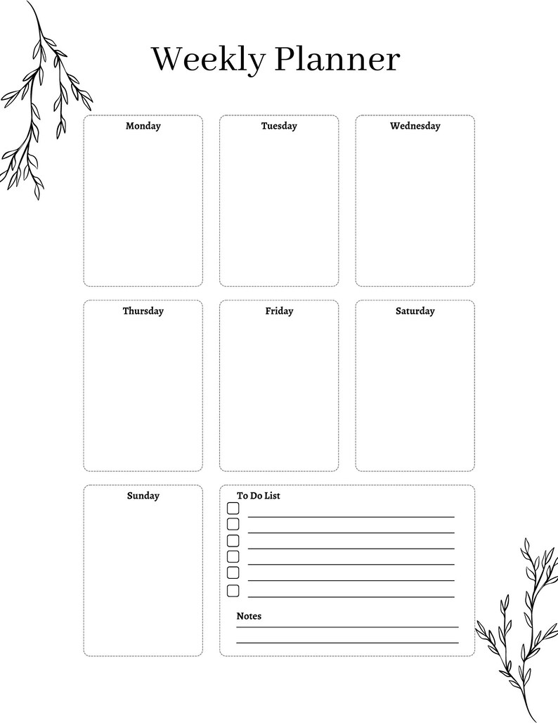 Printable Weekly Planner Template Minimalist Planner To-do - Etsy
