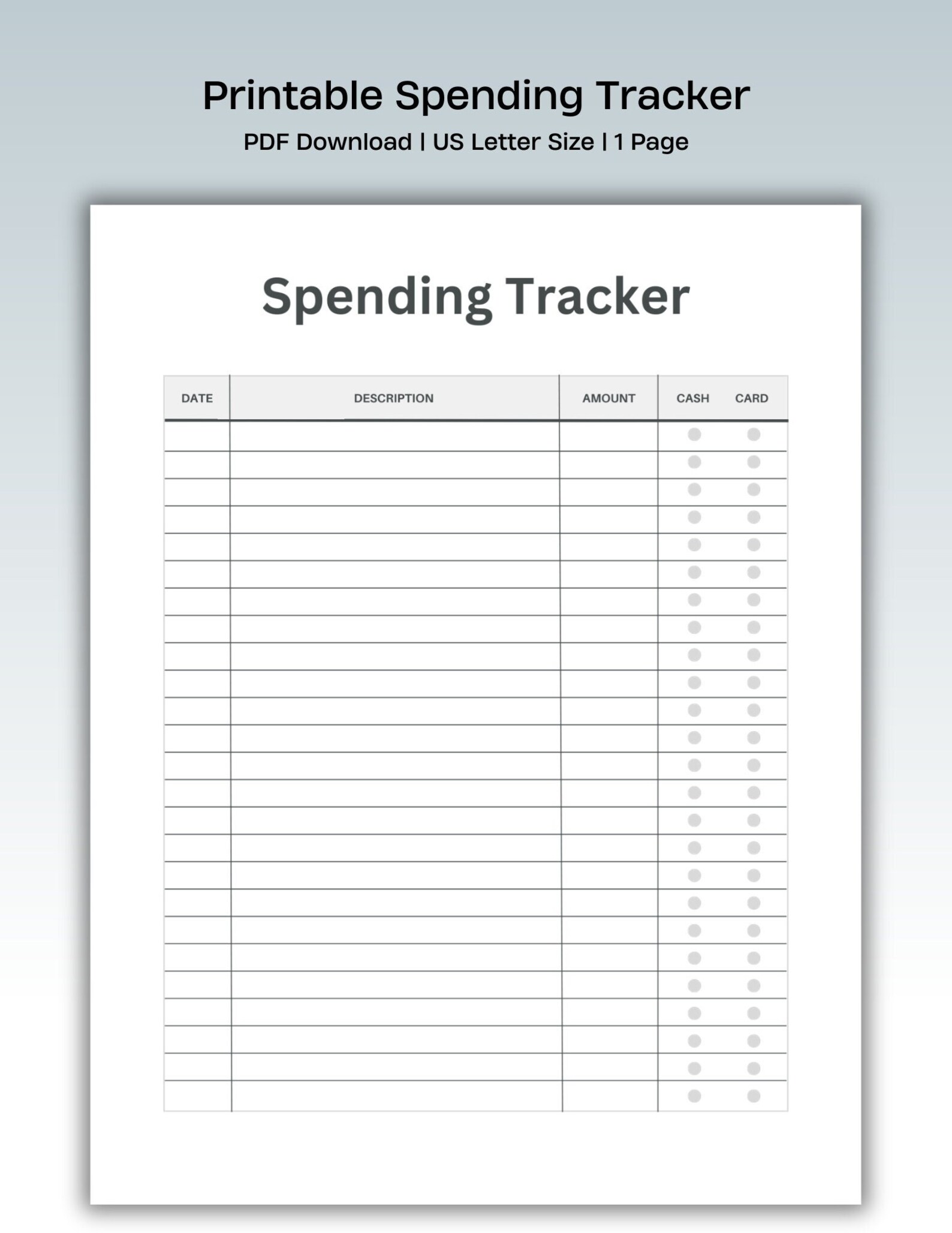 Printable Spending Tracker Template Finance Tracker - Etsy