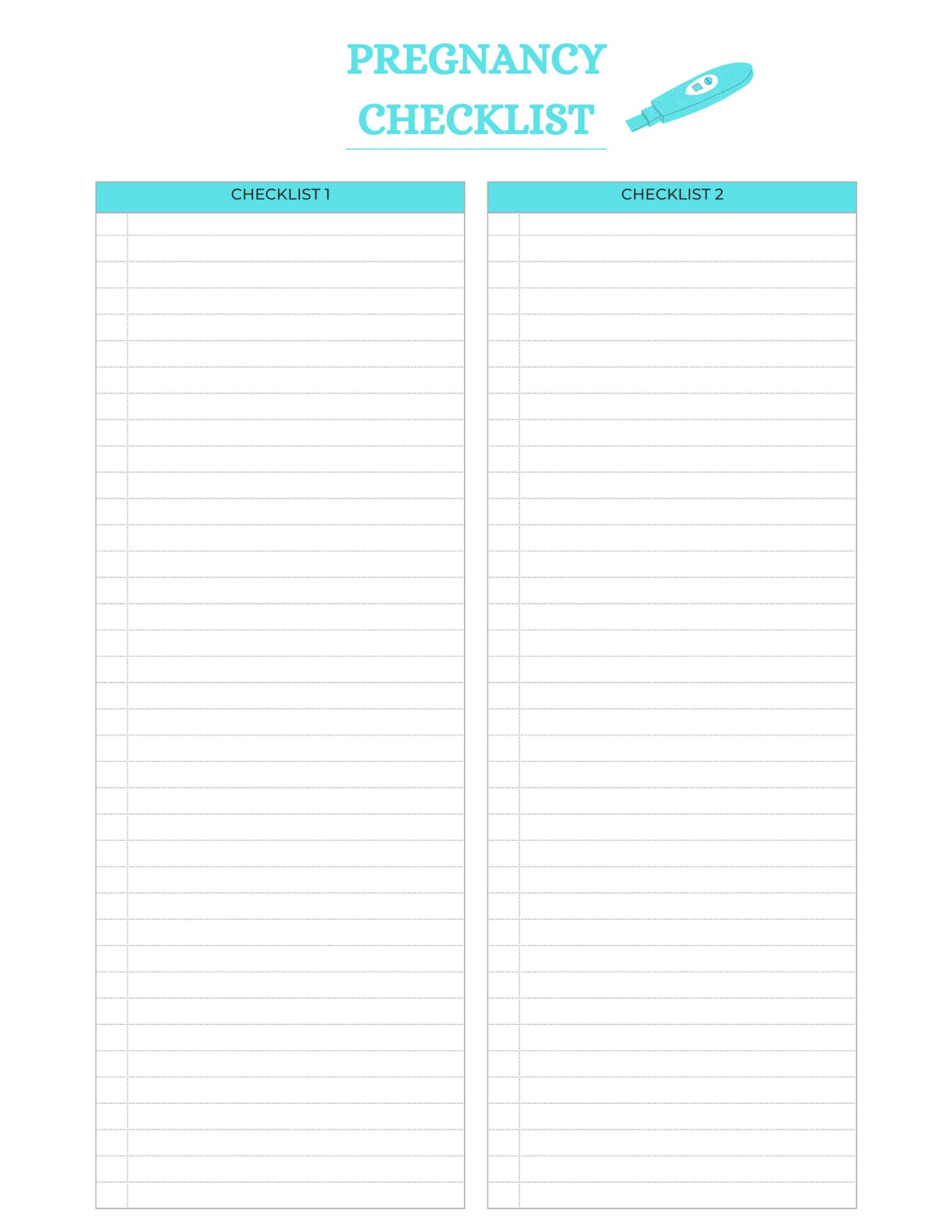 Printable Pregnancy Checklist, Blank Checklist, Expecting Parents ...