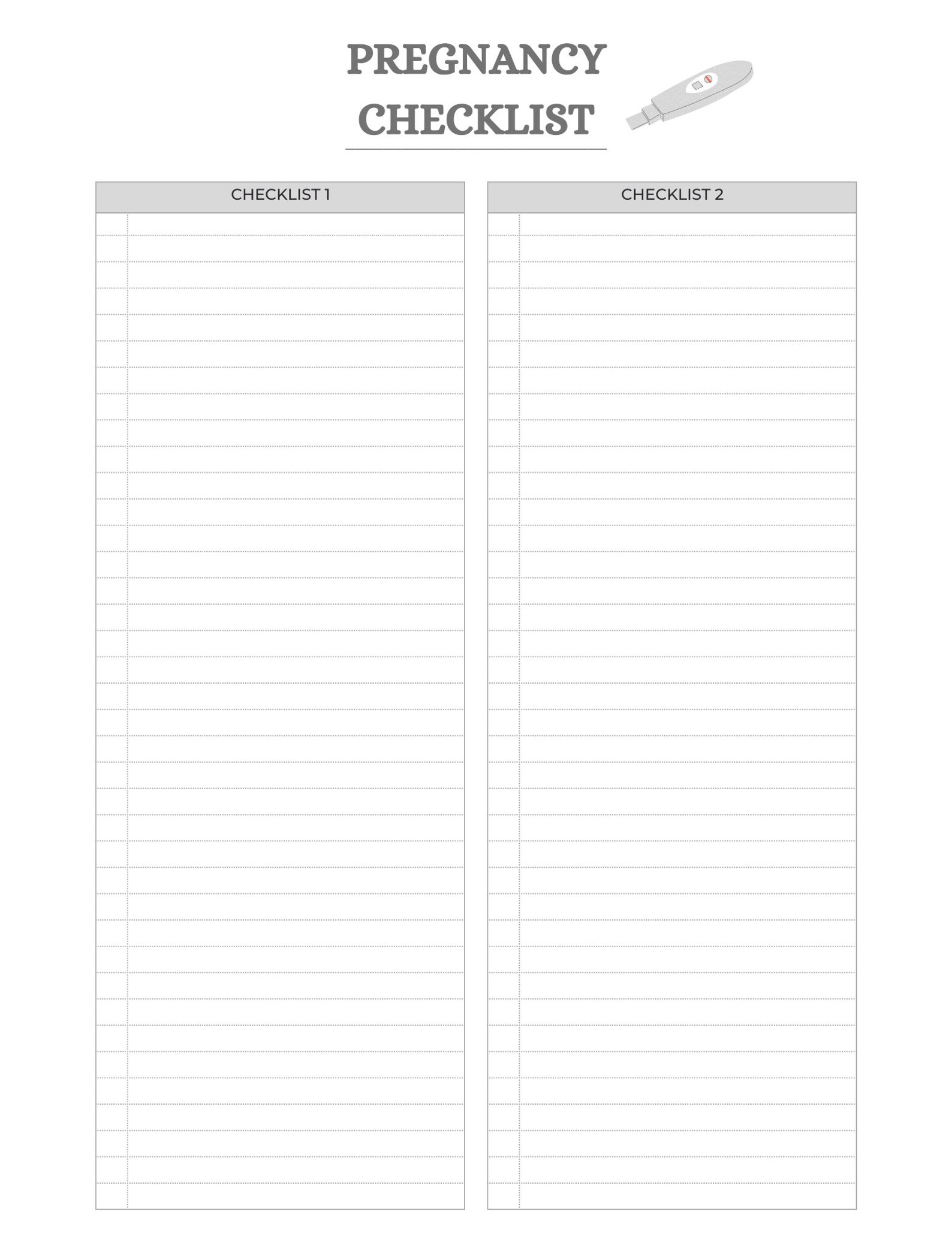 Printable Pregnancy Checklist, Blank Checklist, Expecting Parents ...